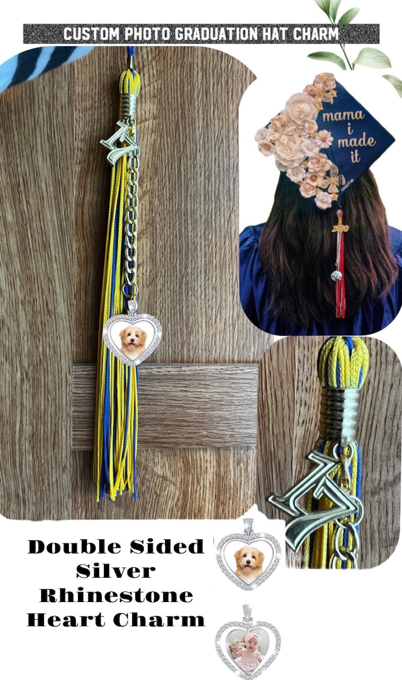 Custom Graduation Tassel Charm, Graduation Double Sided Photo Charm for ...