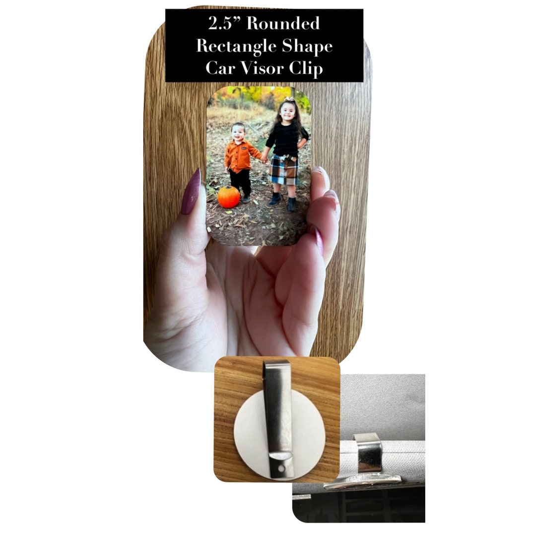 Custom Photo Car Visor Clip, Personalized Photo, Custom Photo Rounded ...