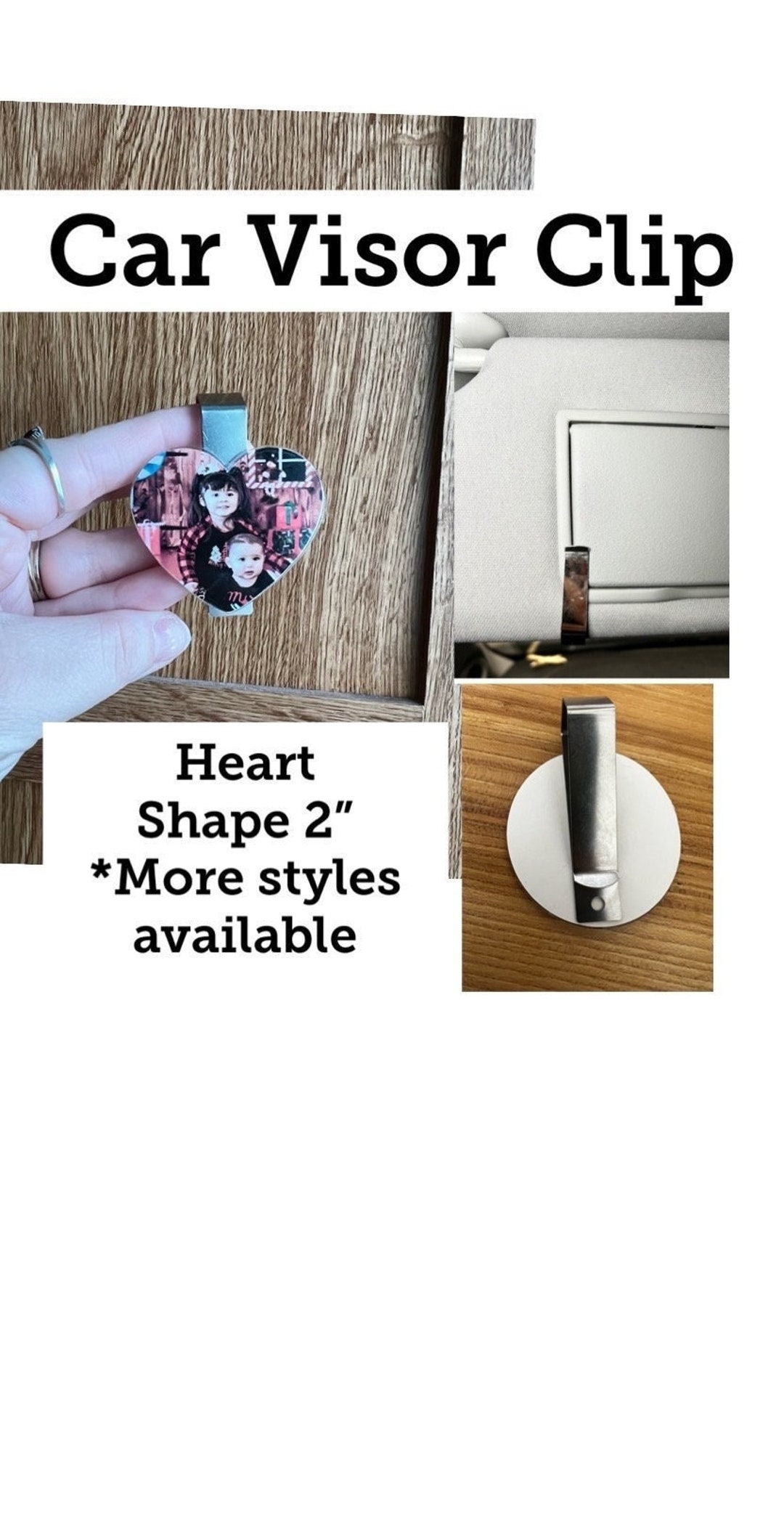 Custom Photo Car Visor Clip, Personalized Photo, Custom Photo Heart Car ...