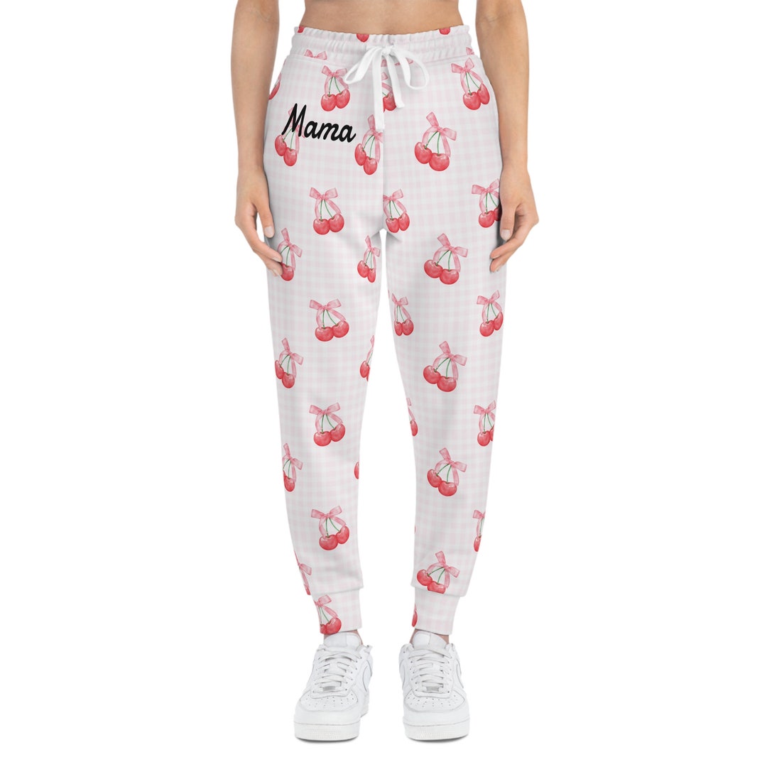 Mommy and Me Matching Set Pants for Mom Mom Cherry Bow Plaid Jogger ...