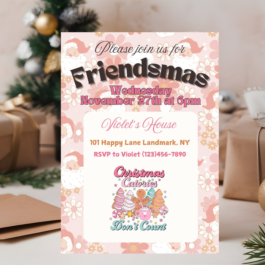 Friendsmas Invitation Template Digital Download Christmas for Friends ...