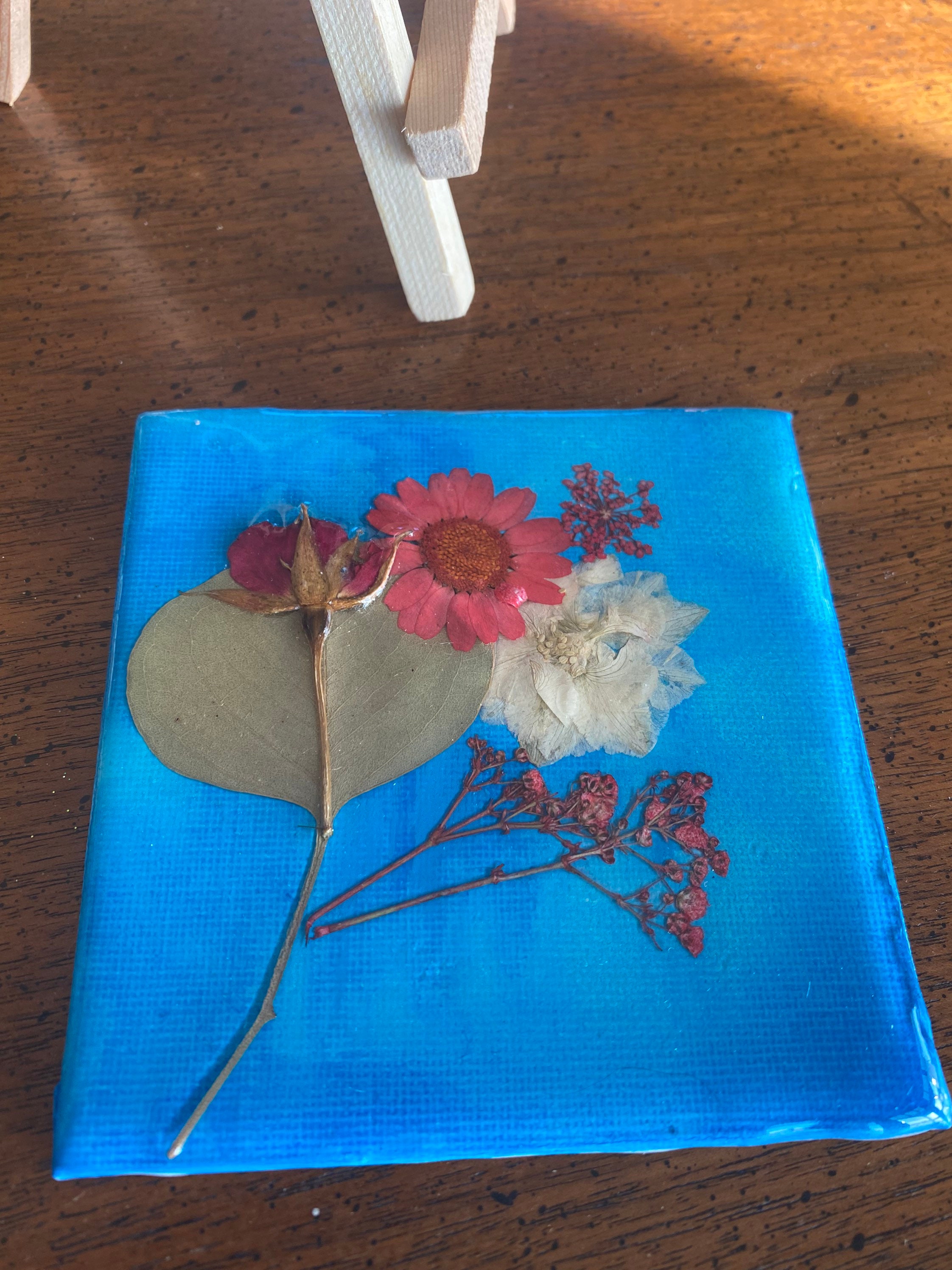 Mini Flower Canvas Art Hand Painted Art Mixed Media Pressed Flowers ...
