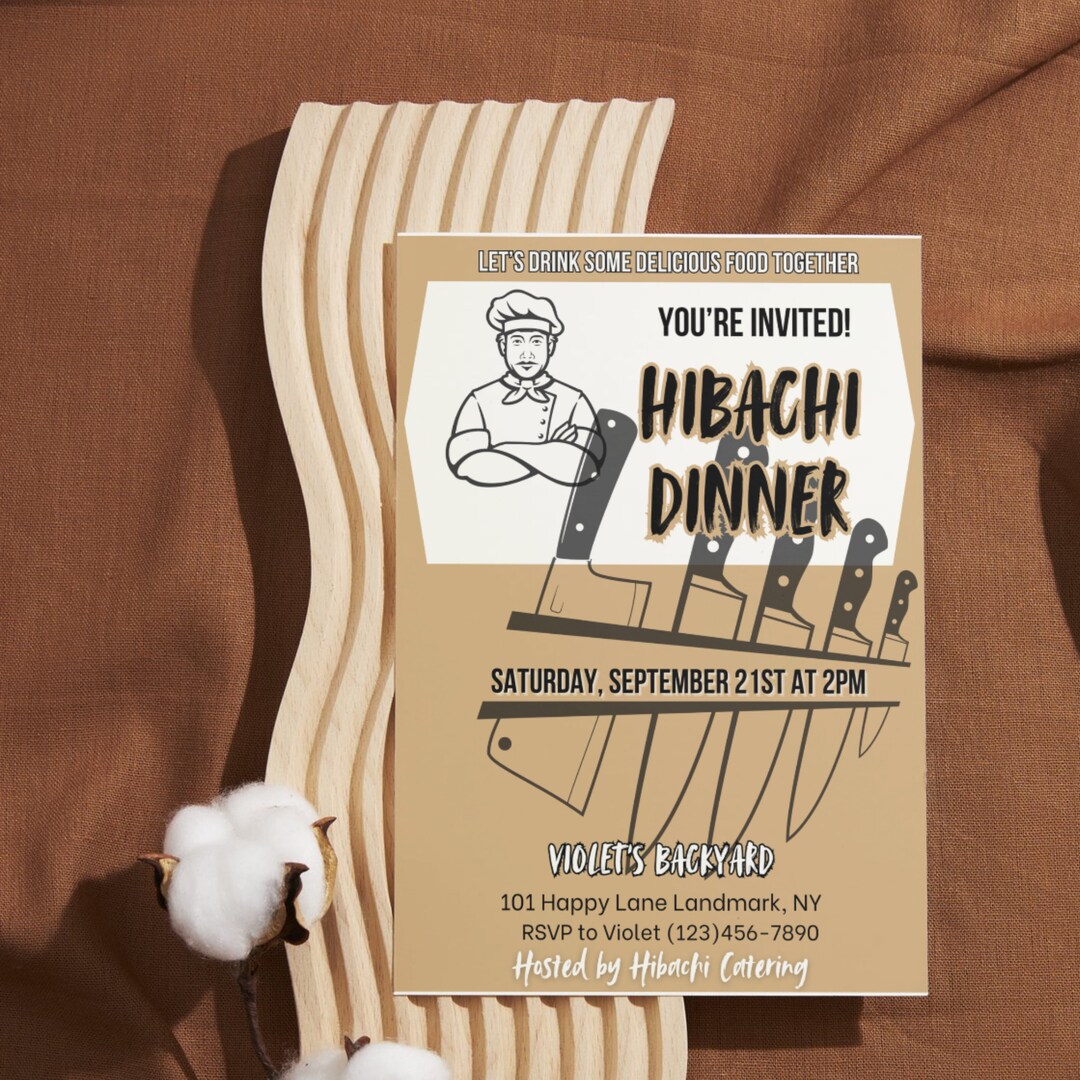 Hibachi Invitation Template Digital Download Backyard Hibachi Party ...