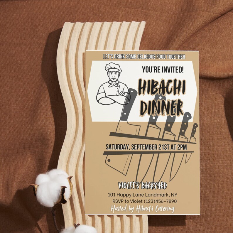 Hibachi Invitation Template Digital Download Backyard Hibachi Party ...