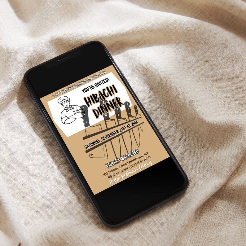 Hibachi Invitation Template Digital Download Backyard Hibachi Party ...