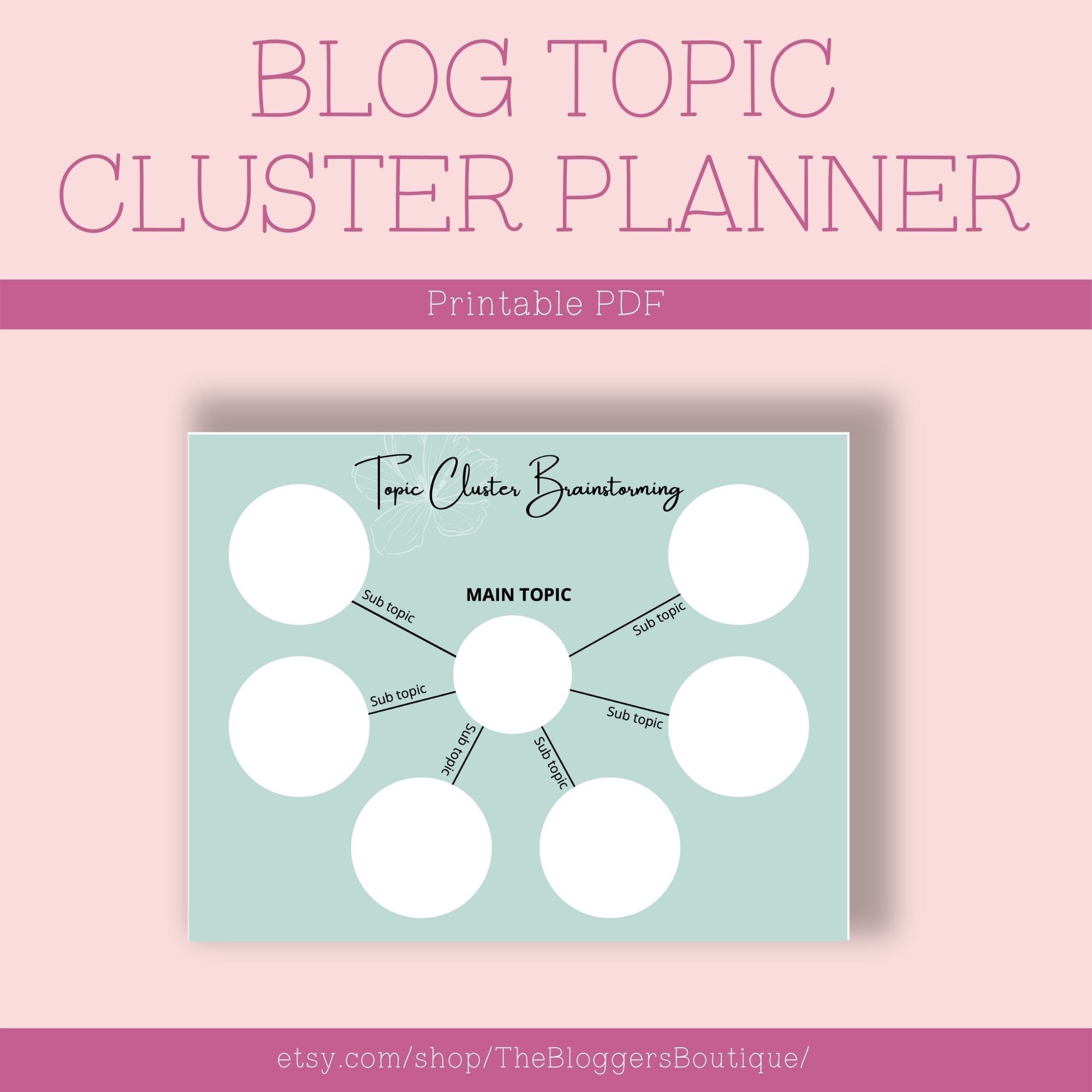 Blog Topic Cluster Brainstorming Planner Blog Topic Etsy