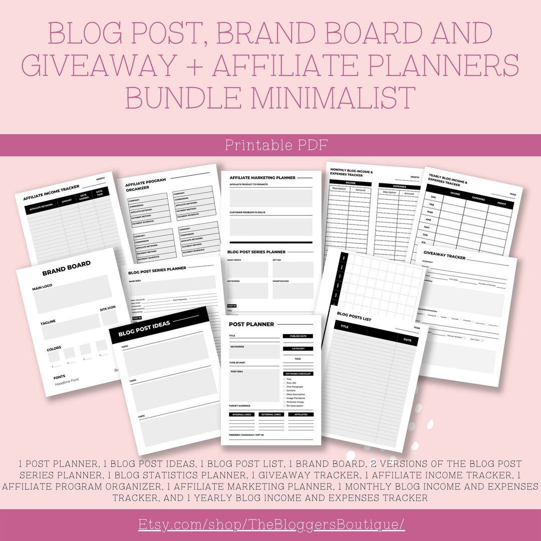 Blog Post Planners Brand Board Planner Giveaway Tracker - Etsy