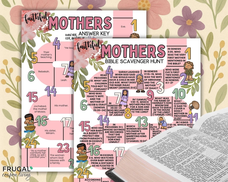 Moms of the Bible Scavenger Hunt, Godly Women of Faith Game Sheet ...
