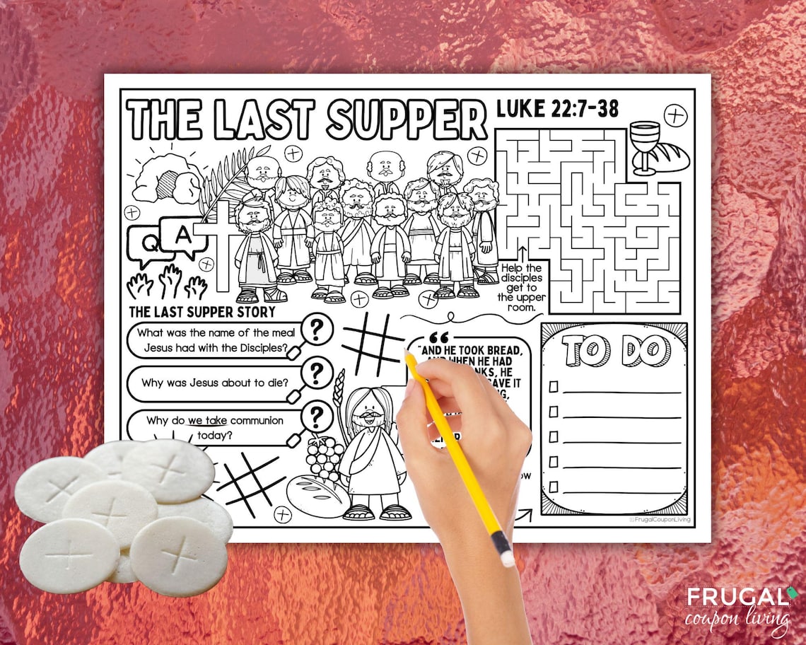 Last Supper Activity Mat, Jesus Last Supper Bread and Wine, Maundy ...