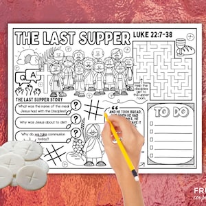Last Supper Activity Mat, Jesus Last Supper Bread and Wine, Maundy ...