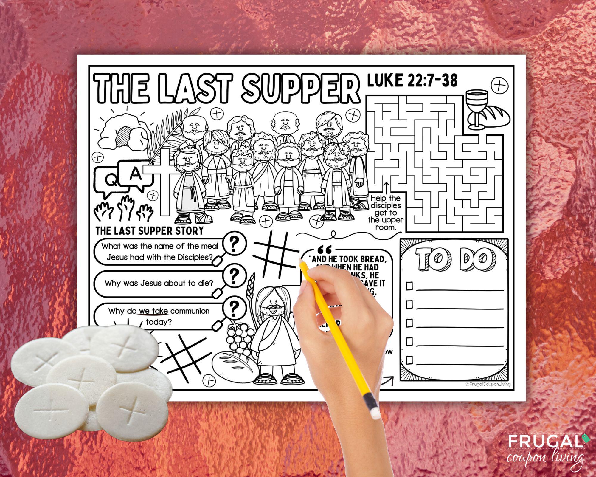 Last Supper Activity Mat, Jesus Last Supper Bread and Wine, Maundy ...