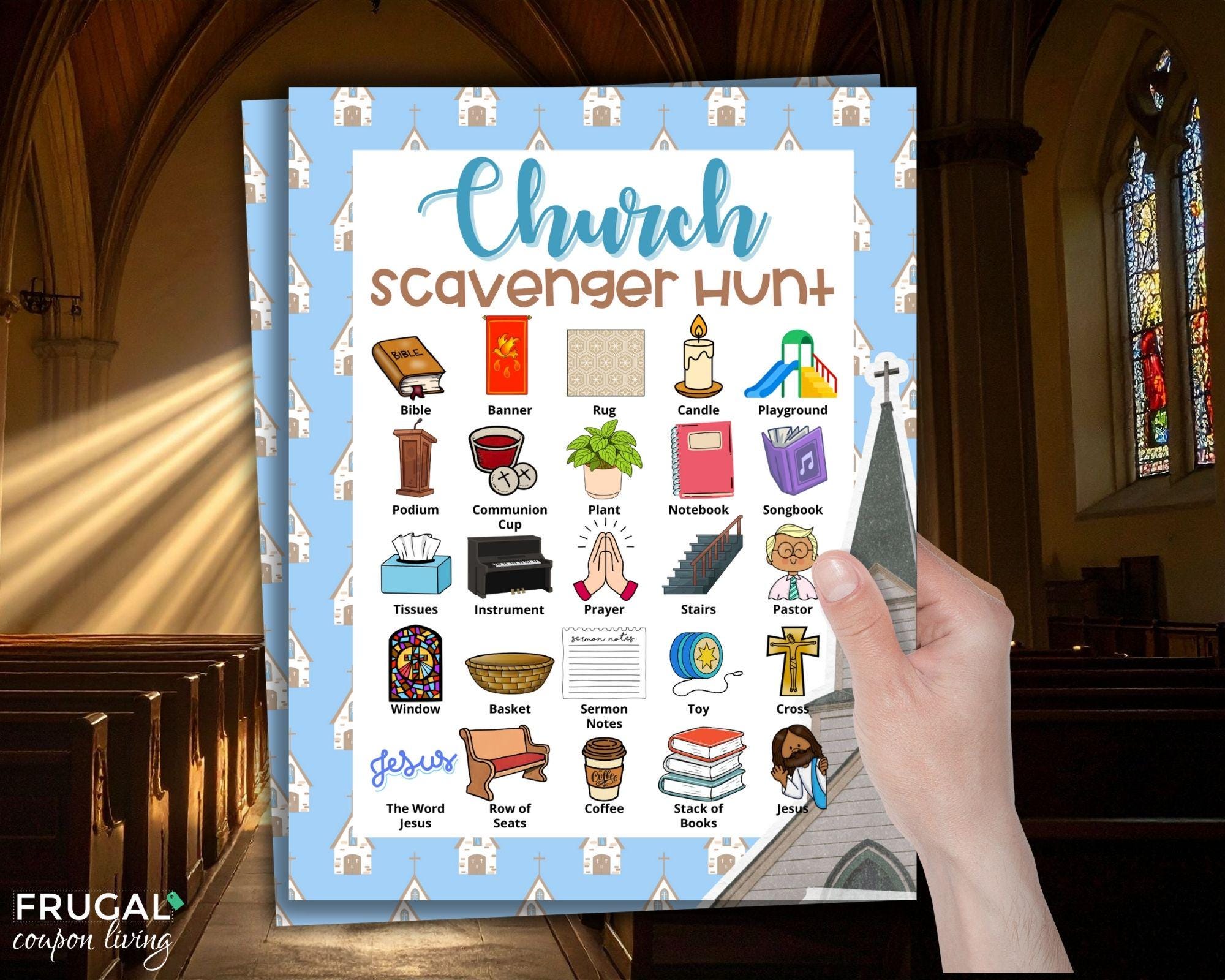Church Scavenger Hunt Printable for Kids, Church Treasure Hunt, Indoor ...