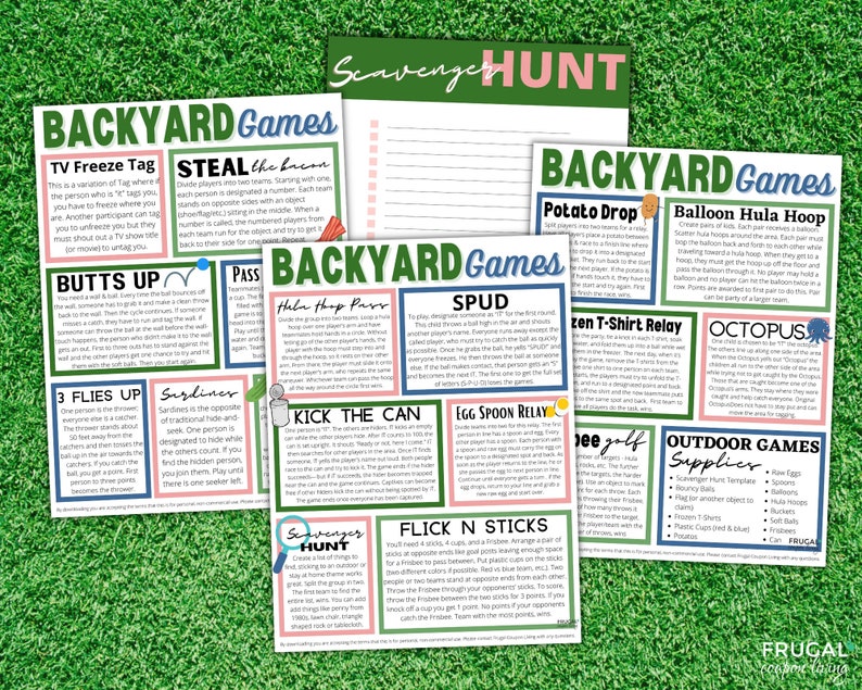 Fun Outdoor Games Printable | 18 Backyard Games for Kids, Teens ...
