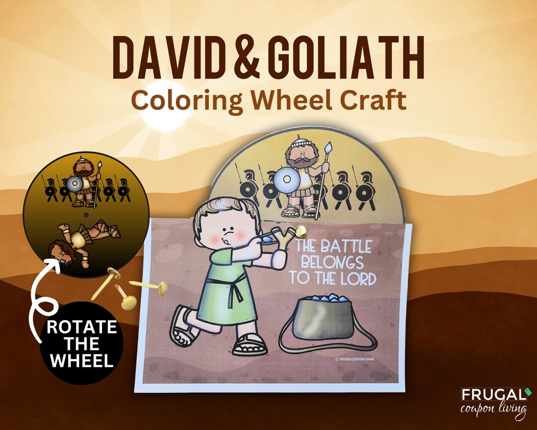 David and Goliath Coloring Wheel, Bible Craft for Kids, 1 Samuel 17 ...