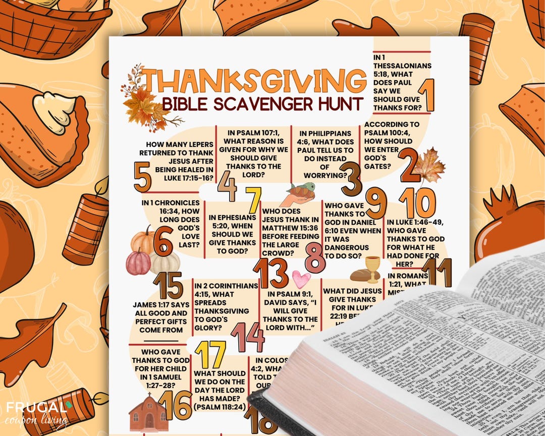 Thanksgiving Scavenger Hunt, Christian Thanksgiving Trivia Printable ...