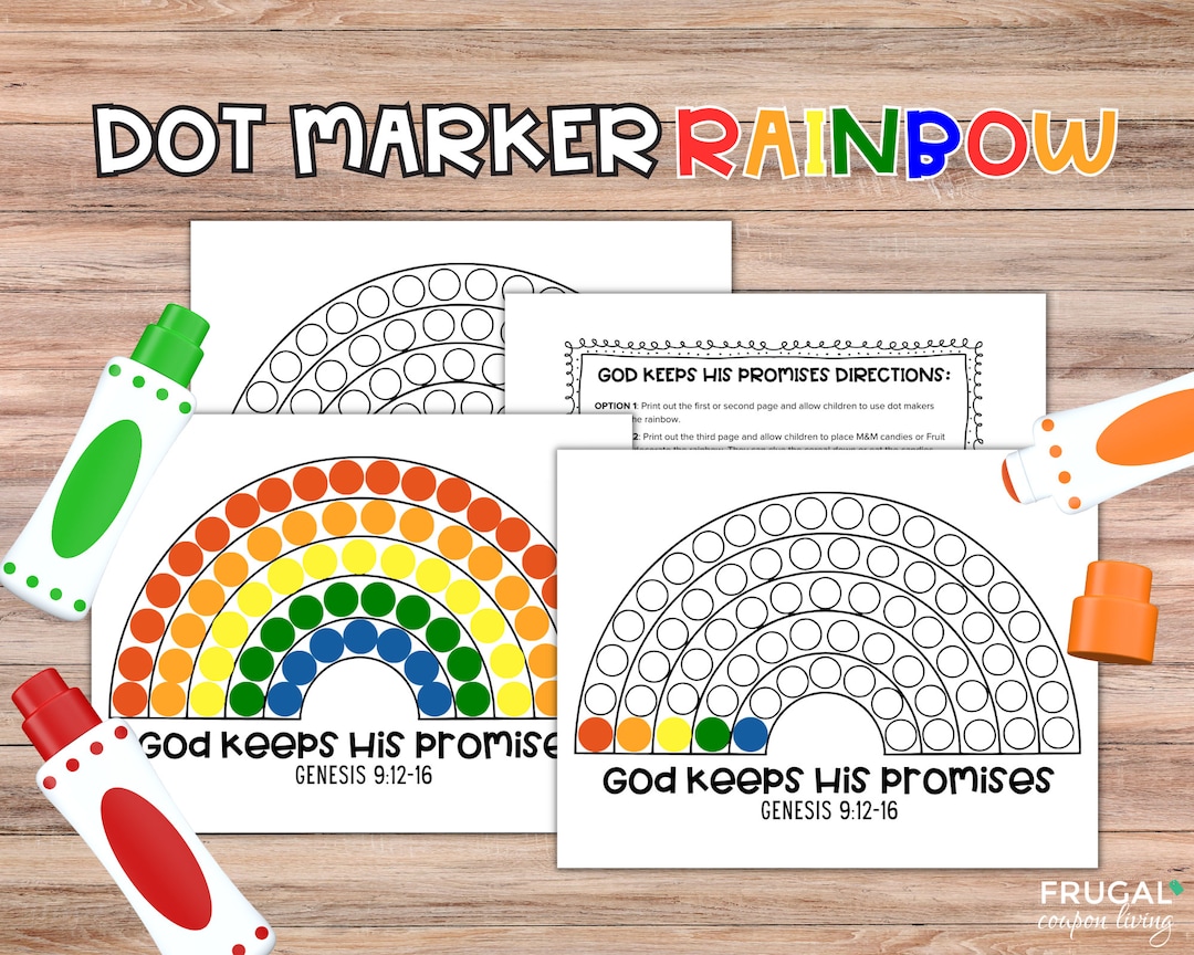 God's Promise Rainbow Dot Marker Toddler Christian Craft, Dot Painting ...