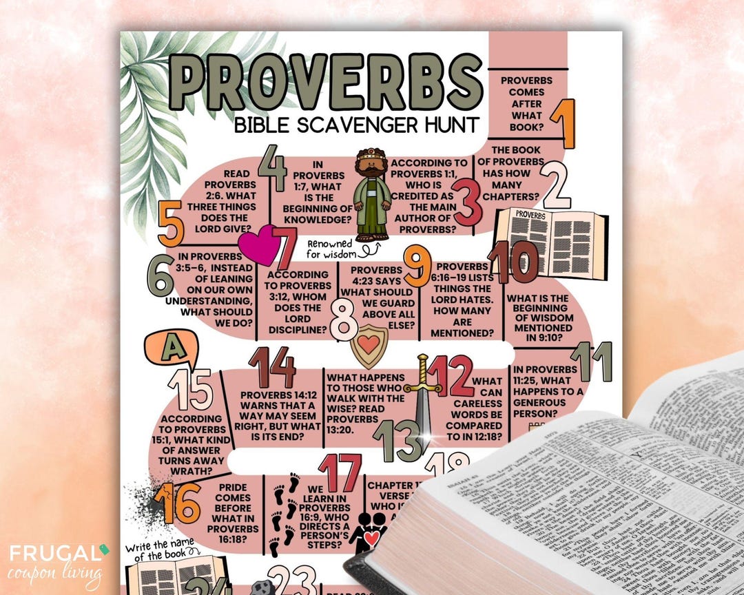 Proverbs Bible Scavenger Hunt, Book of Proverbs Bible Study, Poetry ...