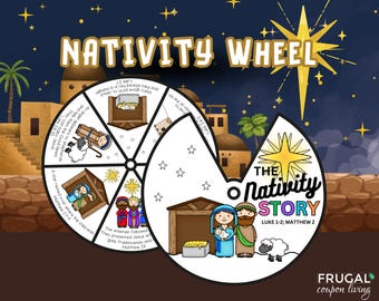 Birth of Jesus Coloring Wheel, Printable Nativity Christmas Activity ...
