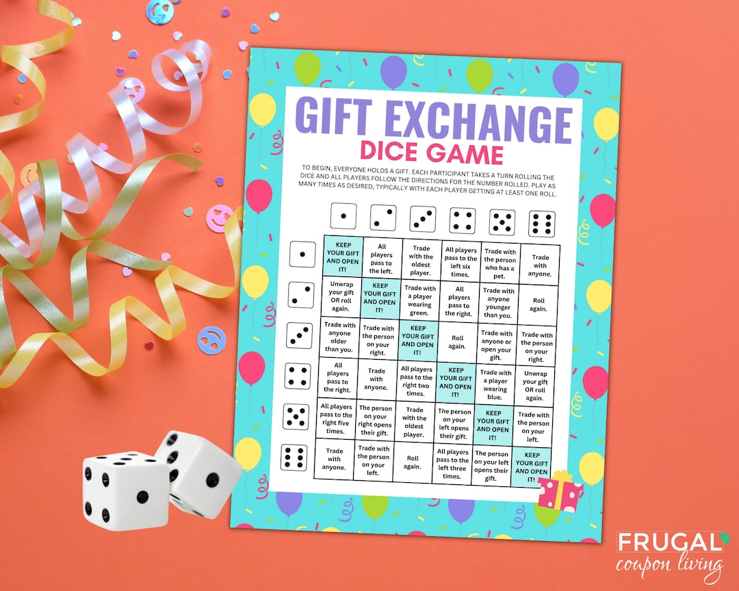 Gift Exchange Game | Two Dice Gift Exchange Dice Game | White Elephant ...