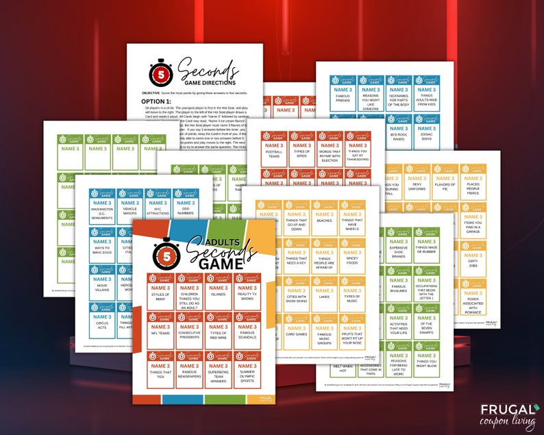 5 Second Game for Adults 156 Printable Adult Cards Games - Etsy