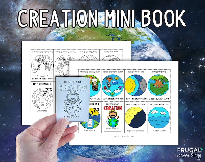 7 Days of Creation Mini Coloring Book, Flip Book, Bible Activity, Sunday School Lesson, Genesis ...