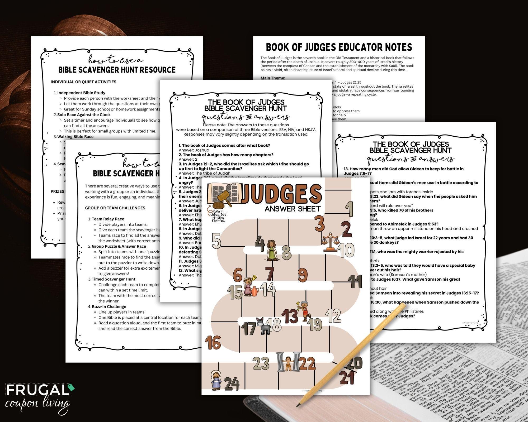 Judges Bible Scavenger Hunt, Book of Judges Bible Study Activity, Old ...