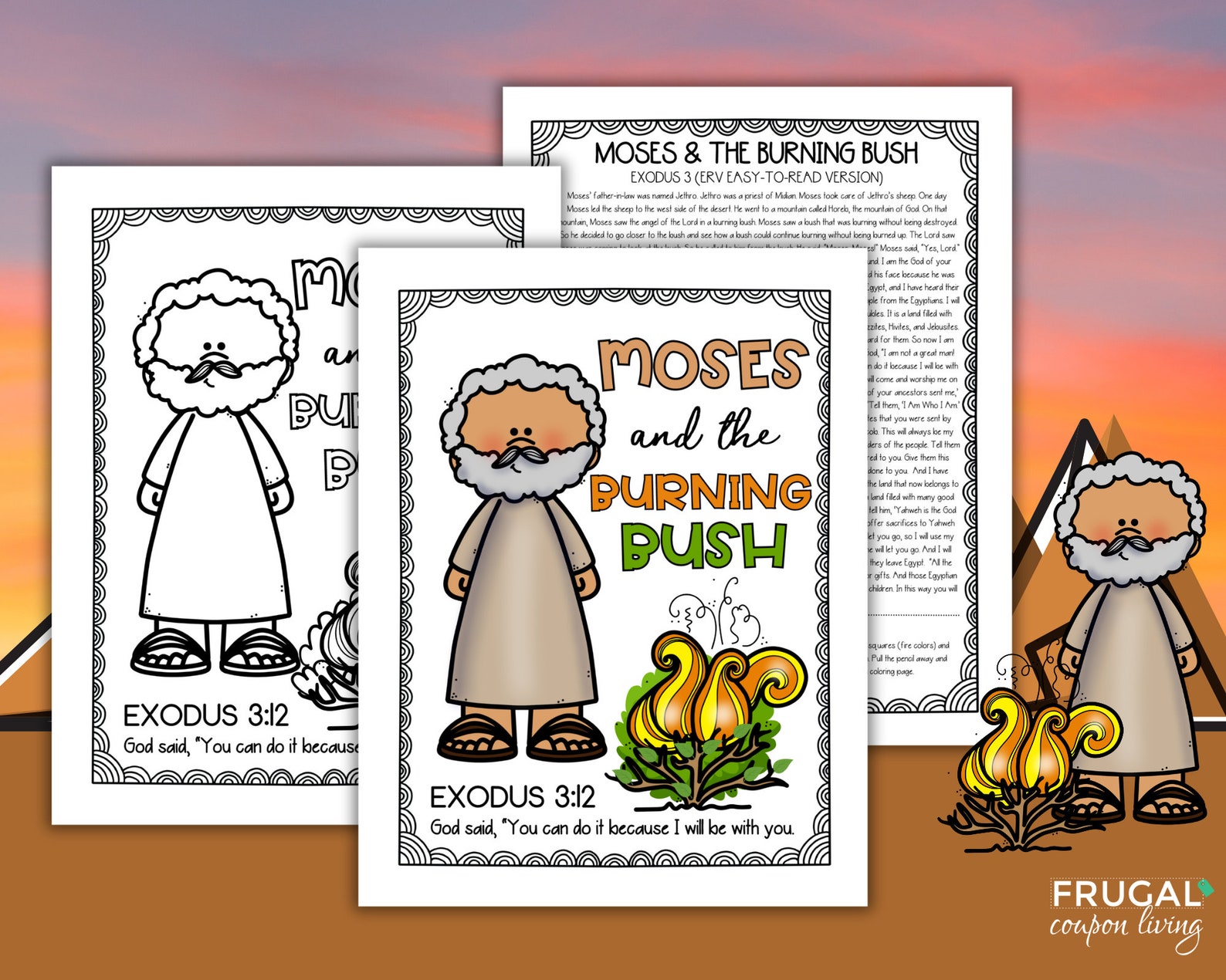 Moses and the Burning Bush Craft Printable & Coloring Page | Exodus 3 ...