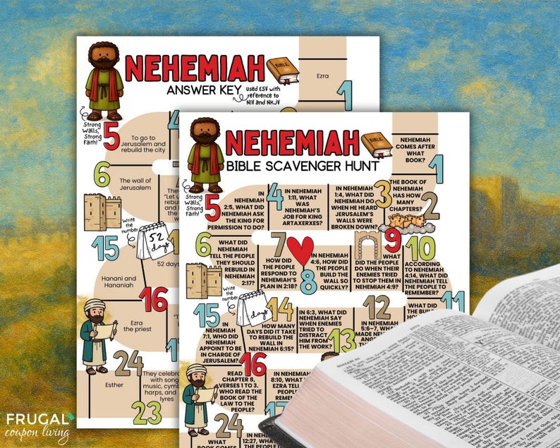 Nehemiah Bible Scavenger Hunt, Book of Nehemiah Bible Study, Old ...