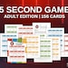 5 Second Game for Adults, 156 Printable Card Game, Editable 5 Second ...