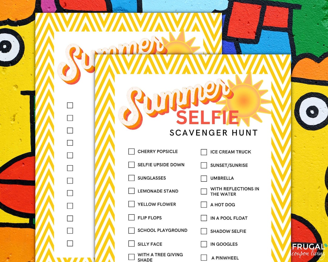 Summer Scavenger Hunt Selfie Printable, Summer Photo Scavenger Hunt ...