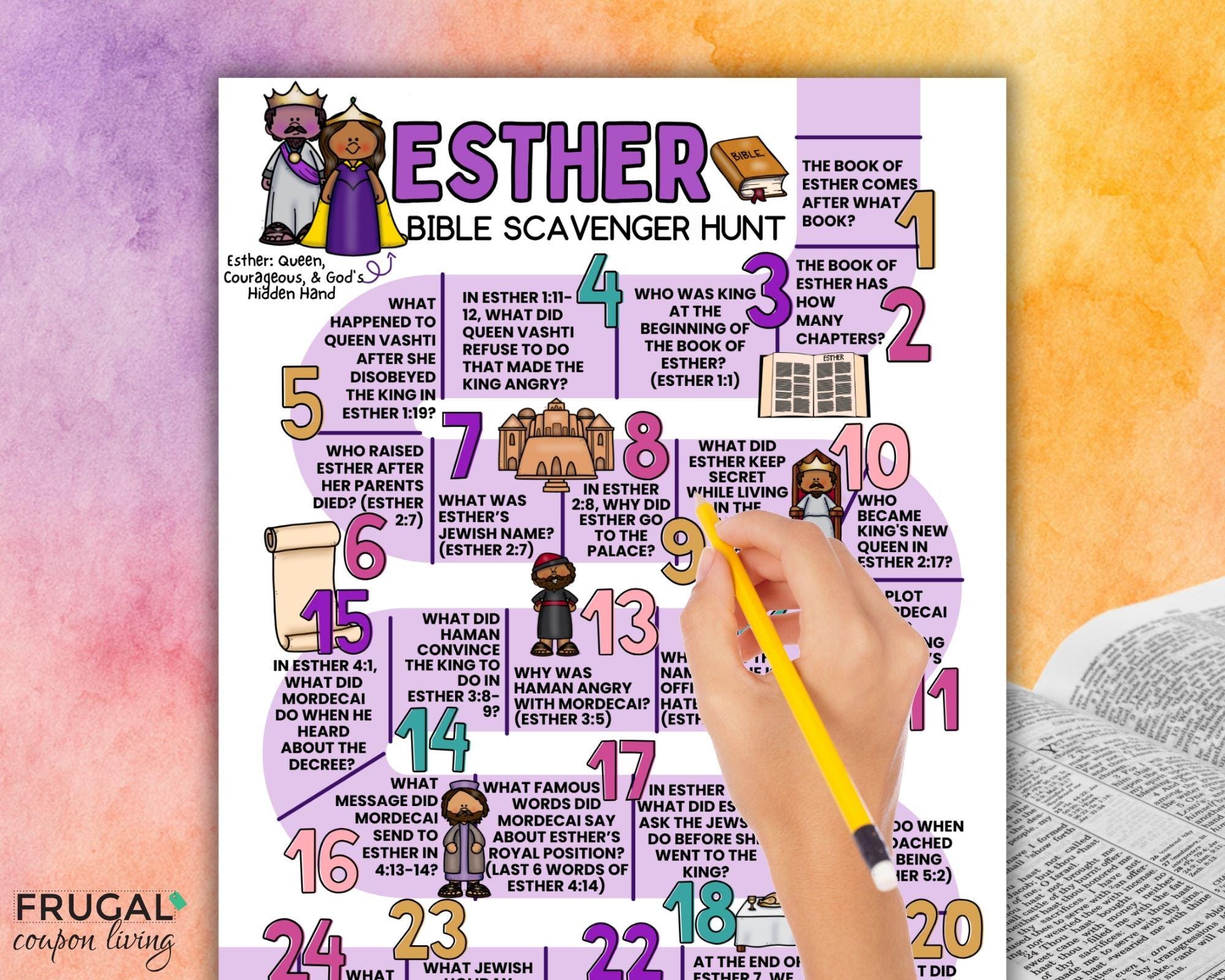 Esther Bible Scavenger Hunt, Book of Esther Bible Study, Queen Esther ...