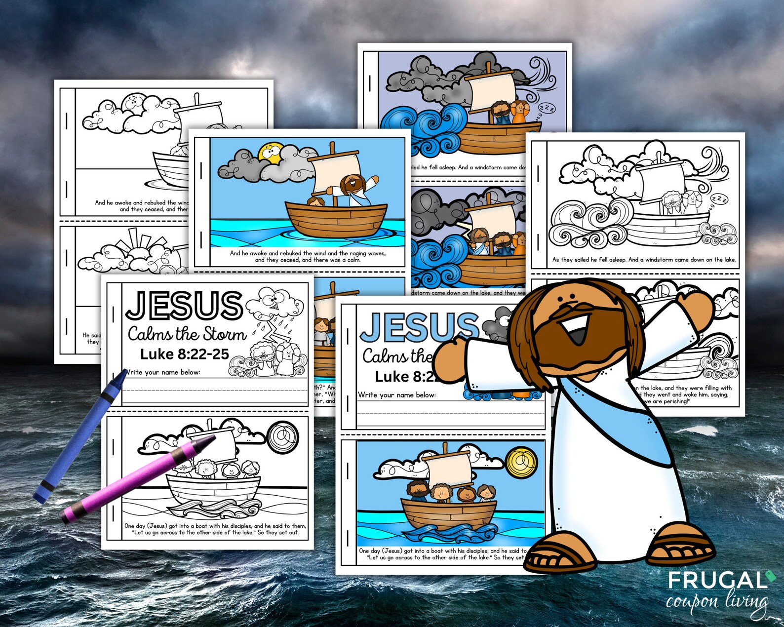 Jesus Calms the Storm Craft Flipbook Template, New Testament Miracle ...