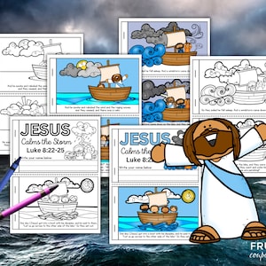 Jesus Calms the Storm Craft Flipbook Template, New Testament Miracle ...