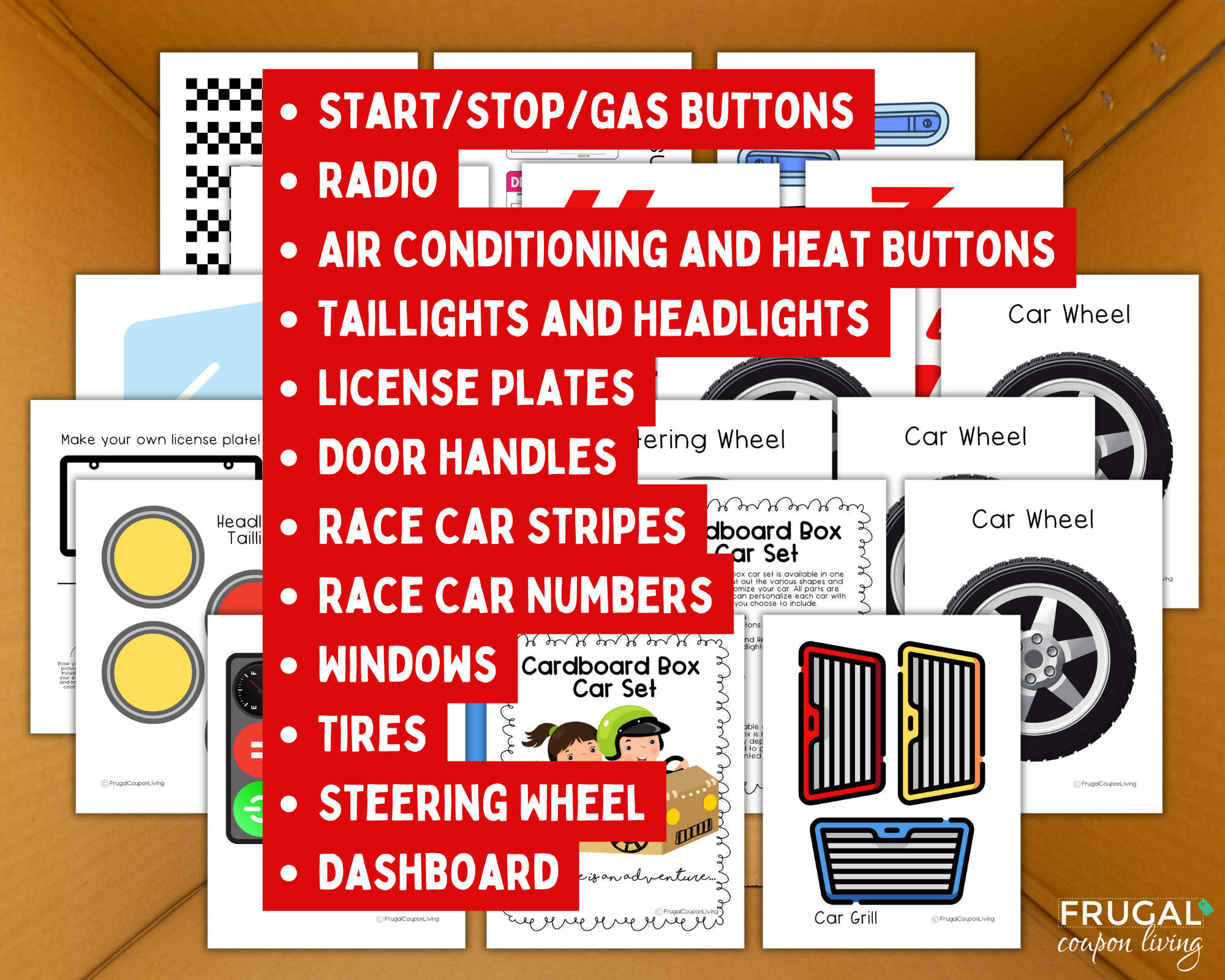 Printable Cardboard Box Car Set, Kids' Box Craft Activity 22-page PDF ...