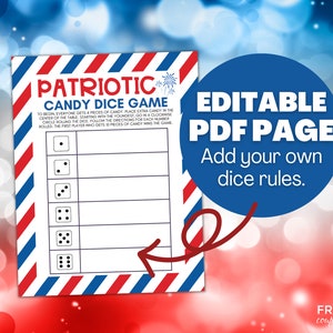 Patriotic Candy Dice Game for 4th of July, Memorial Day and Labor Day ...