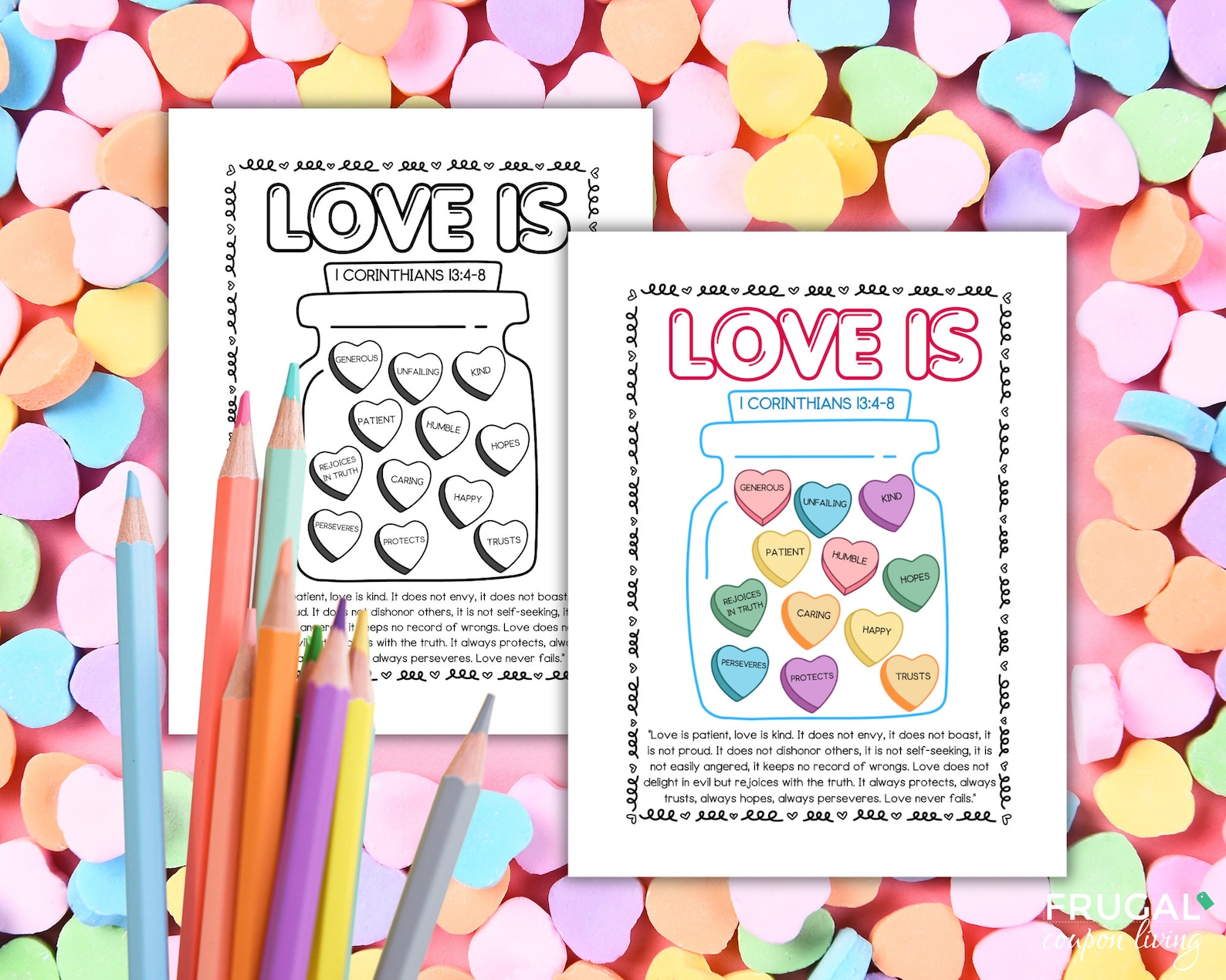 Valentine's Day Sunday School Coloring Page | 1 Corinthians 13:4-8 Love ...