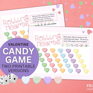 Valentine Conversation Hearts Candy Dice Game for Kids | Rolling Hearts ...