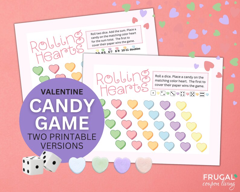Valentine Conversation Hearts Candy Dice Game for Kids | Rolling Hearts ...