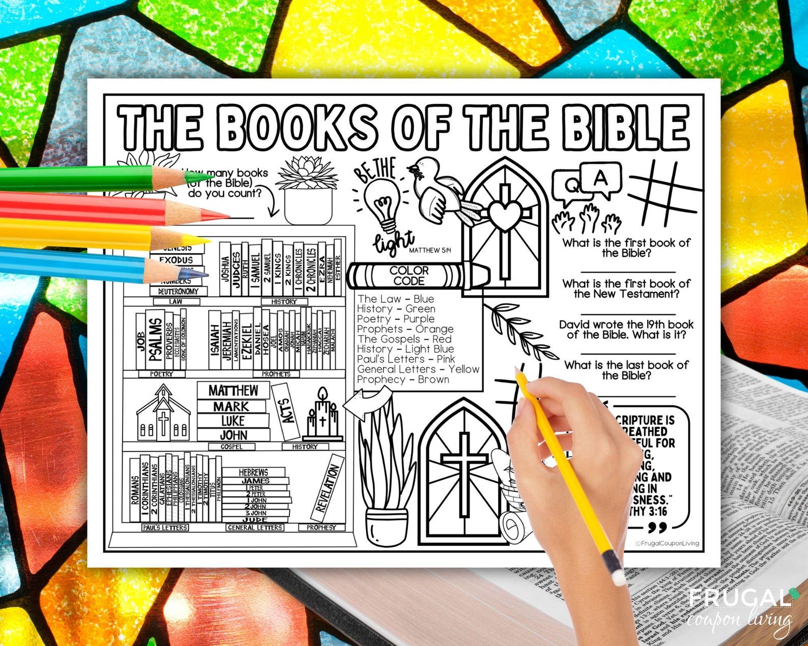 66 Books of the Bible Activity Mat, Sections of Old & New Testament ...