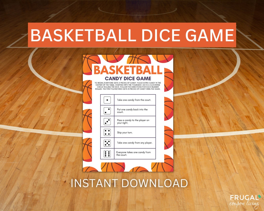 Basketball Candy Dice Games Printables | Left Right Basketball Party ...