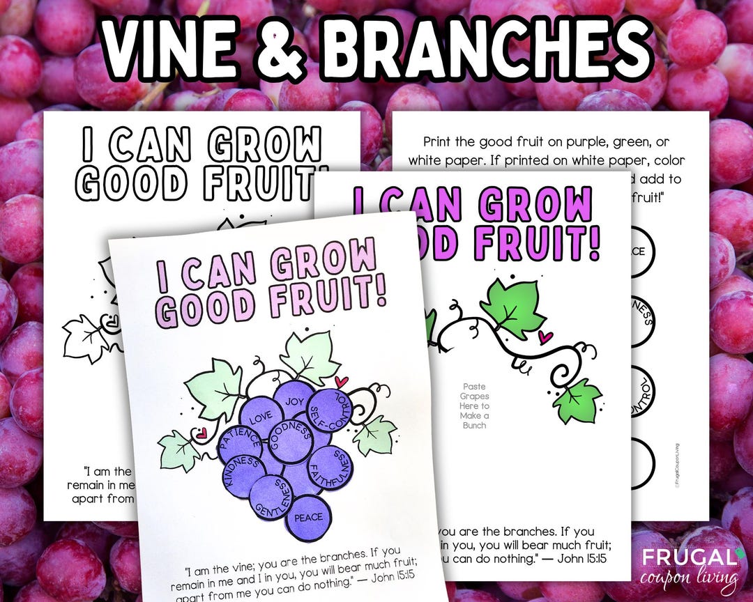 Grape Bible Craft Growing Good Fruit With Jesus, Galatians 5 Fruits of ...
