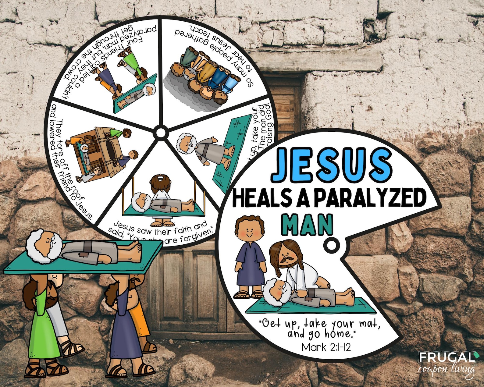 Jesus Heals a Paralyzed Man Coloring Wheel Craft, Miracles of Jesus ...