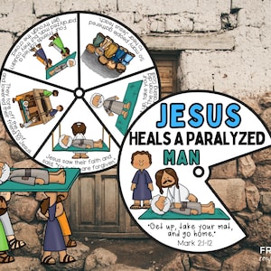 Jesus Heals a Paralyzed Man Coloring Wheel Craft, Miracles of Jesus ...