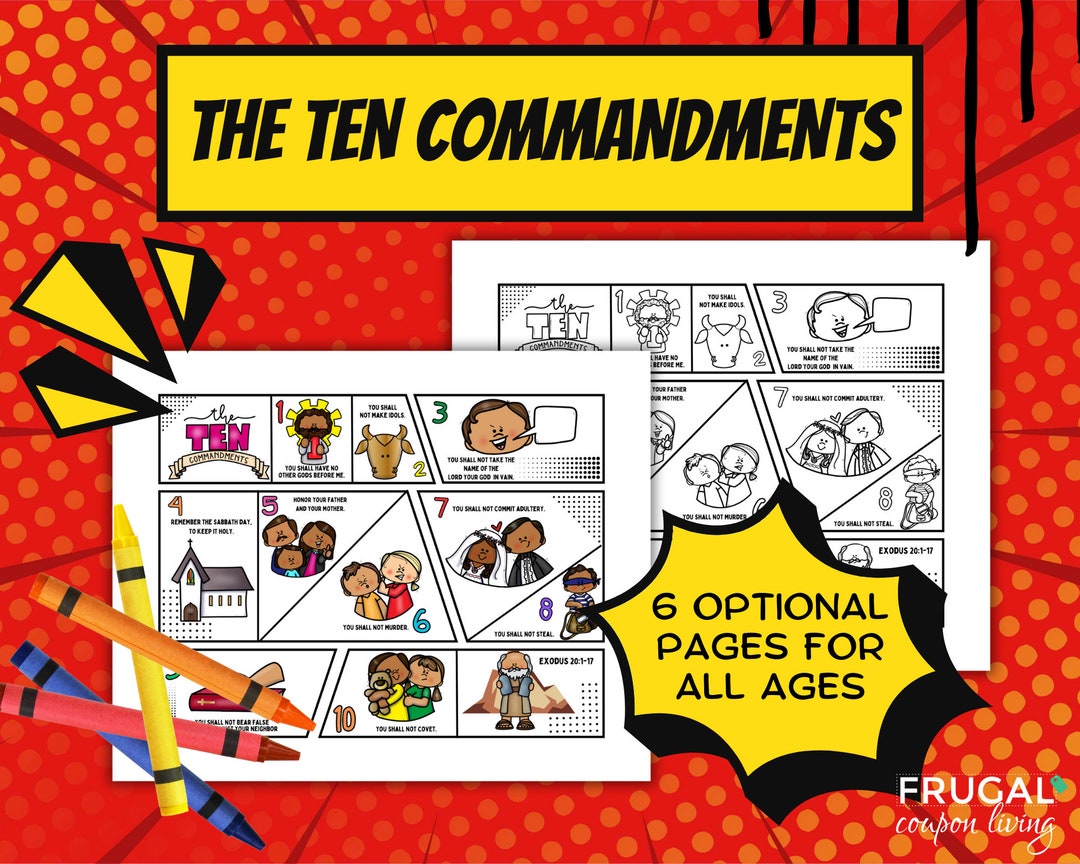 Ten Commandments Bible Comic Strip Printable, Old Testament Comic Art ...