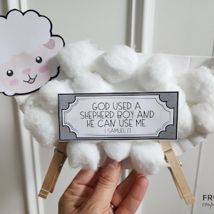 David and Goliath Bible Craft for Kids, David the Shepherd Boy Sheep ...