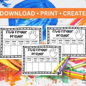 5 Finger Prayer Printable | 5 Finger Prayer Method, Sunday School ...