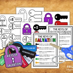 Keys of Salvation Craft for Kids, Color Gospel Printable Salvation Card ...