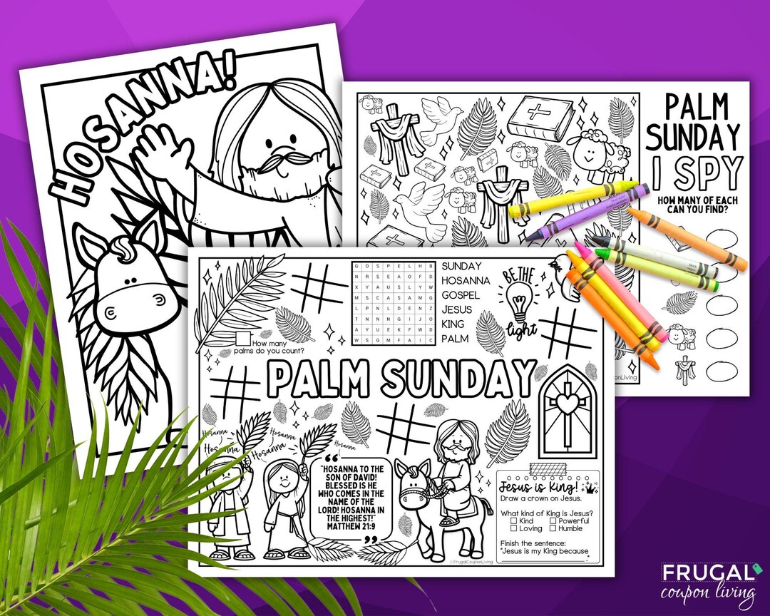 Palm Sunday Activity Sheets, 3 Coloring Placemats and Pages, Matthew 21 ...