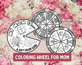 Preschool Coloring Wheel Printable Gift for Mom, Sunday School Mother's ...