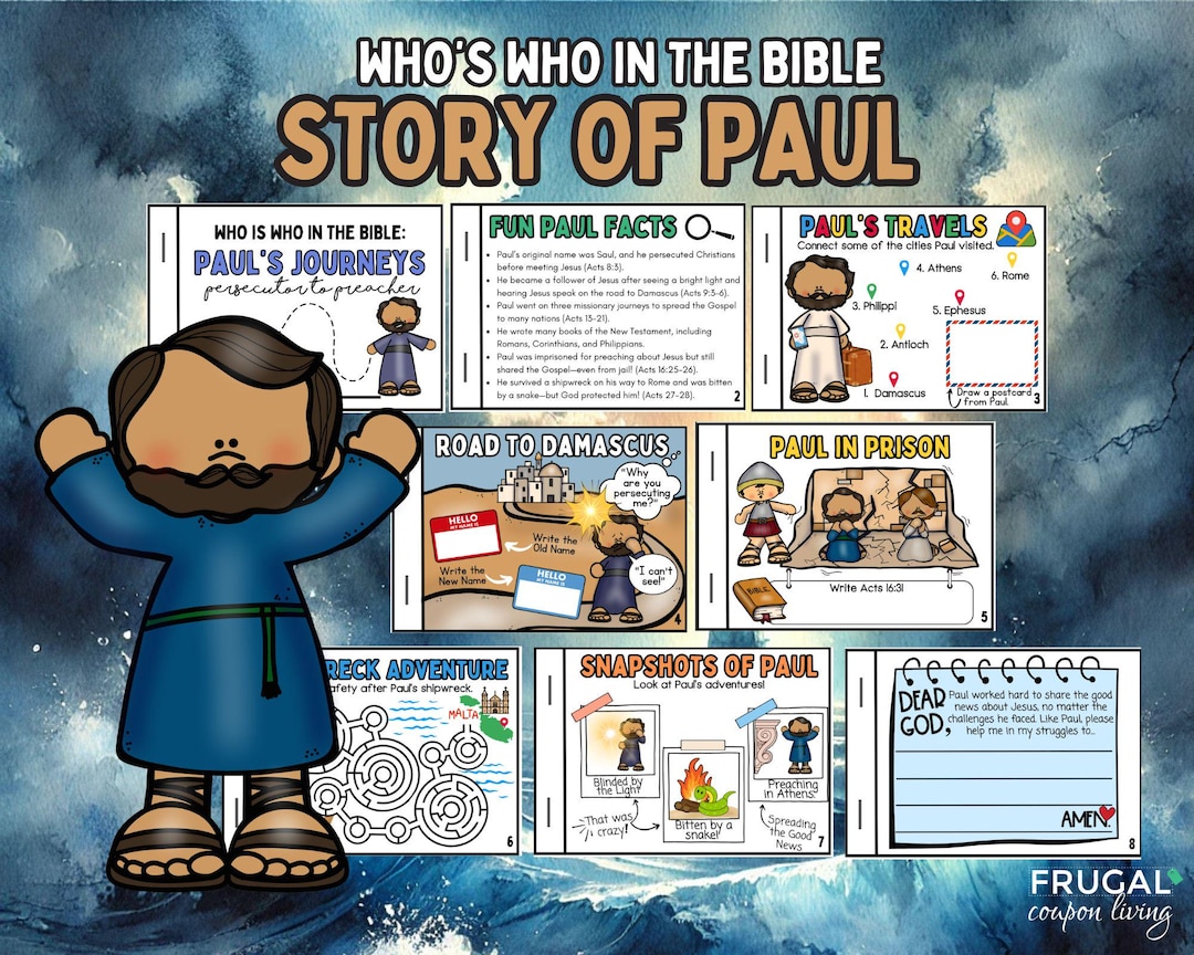 Paul the Apostle Mini Story Book Printable, Kids' Character of Saul in ...